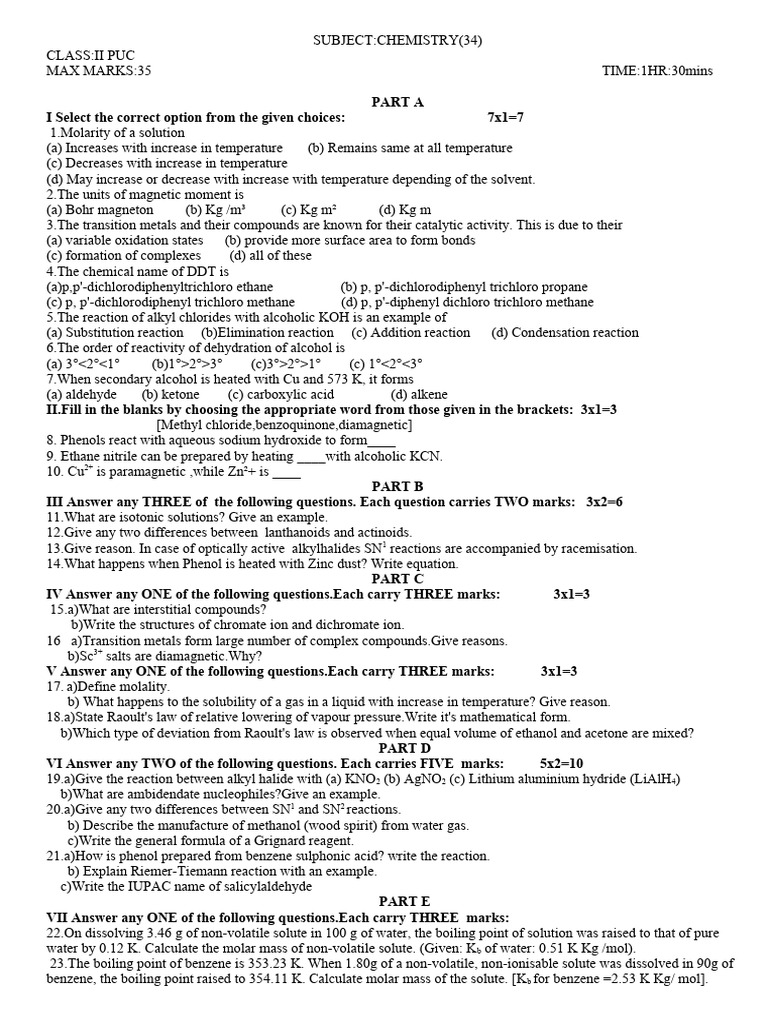 Chem Model QP 2pu - Docx 1 | PDF | Chemical Reactions | Physical Chemistry