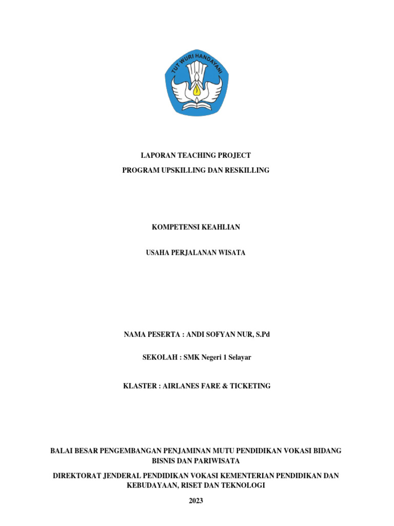 Laporan Teaching Project Andi Sofyan Nur | PDF | Karier & Perkembangan | Bisnis