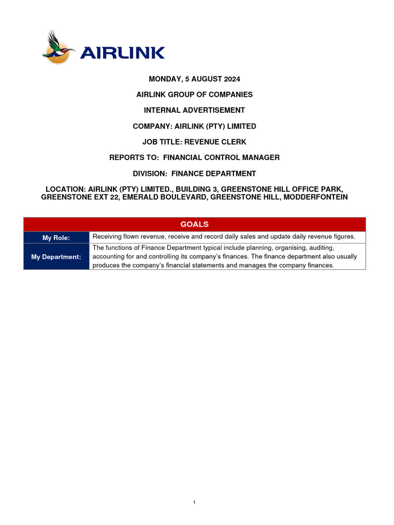 Finance - Revenue Clerk (FIN-RC-0824) | PDF | Business