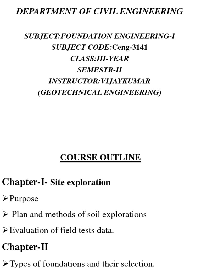Lecturenote 99518294chapter-I-Soil Investigation or Soil Exploration | PDF | Waves | Electrical ...