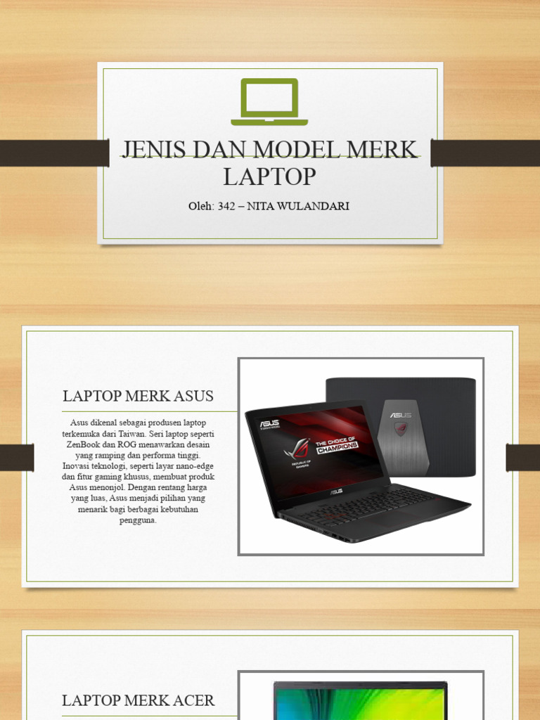 Slide PPT Jenis Dan Model Merk Laptop | PDF | Seni