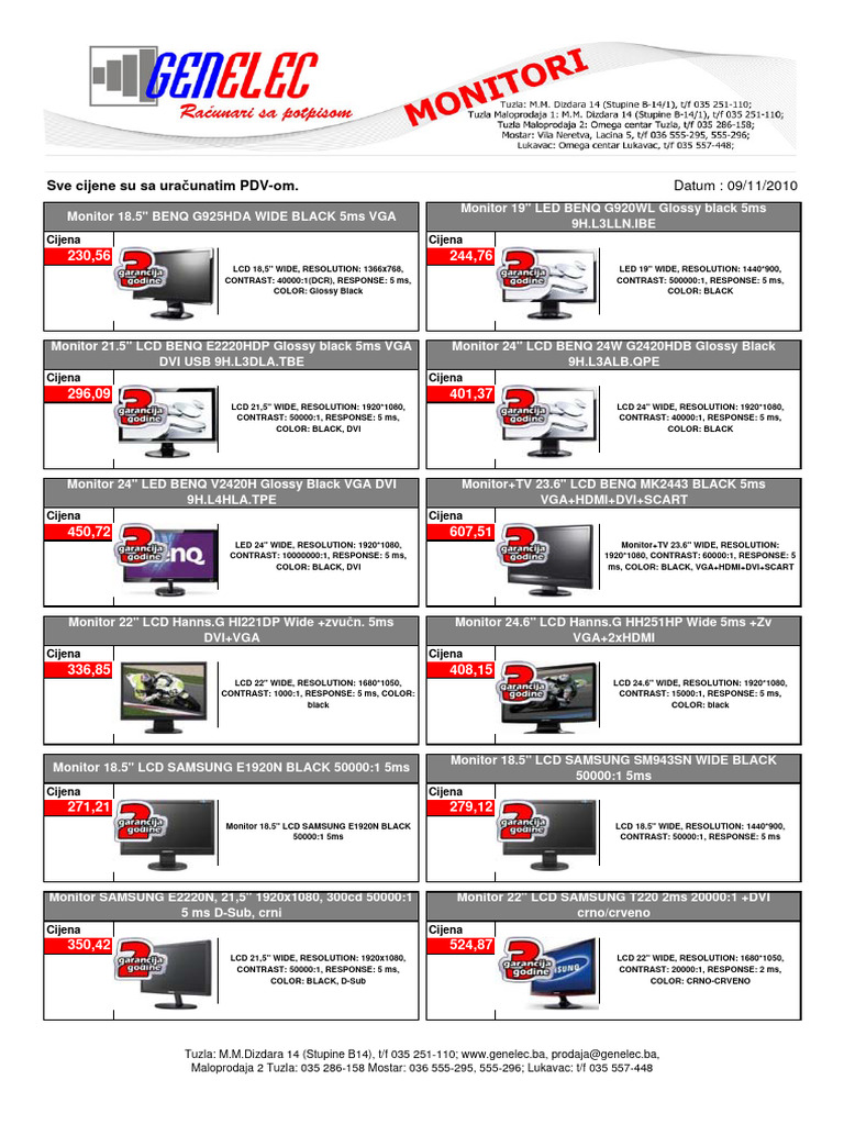 Monitor Price List and Details | PDF | Computer Monitor | Computer Hardware