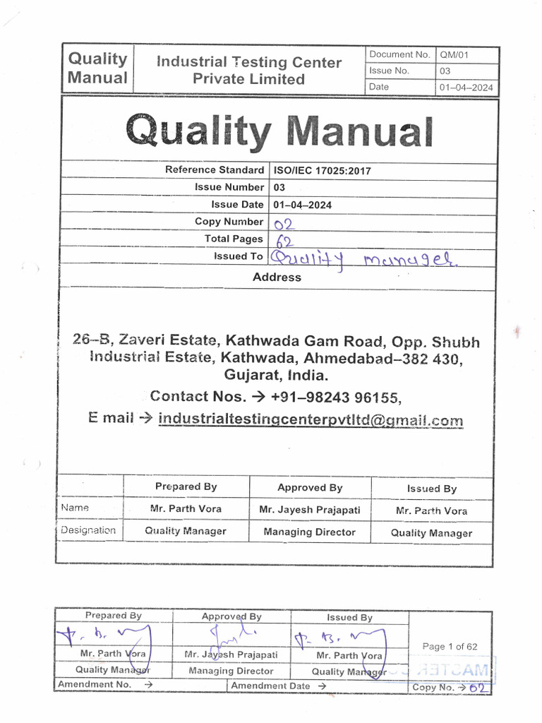 Quality Manual | PDF