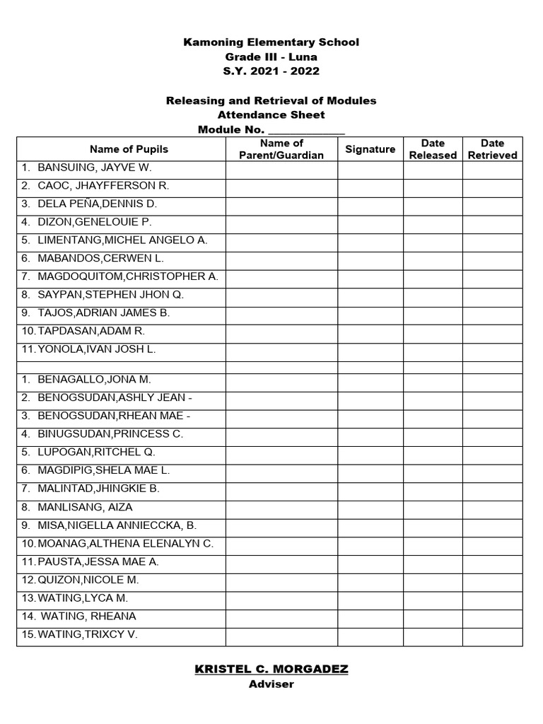 Attendace Sheet Modules | PDF