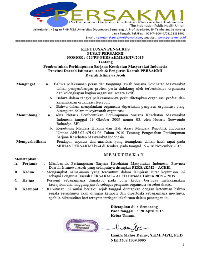 Pembentukan PERSAKMI Aceh 2015 | PDF | Karier & Perkembangan ...