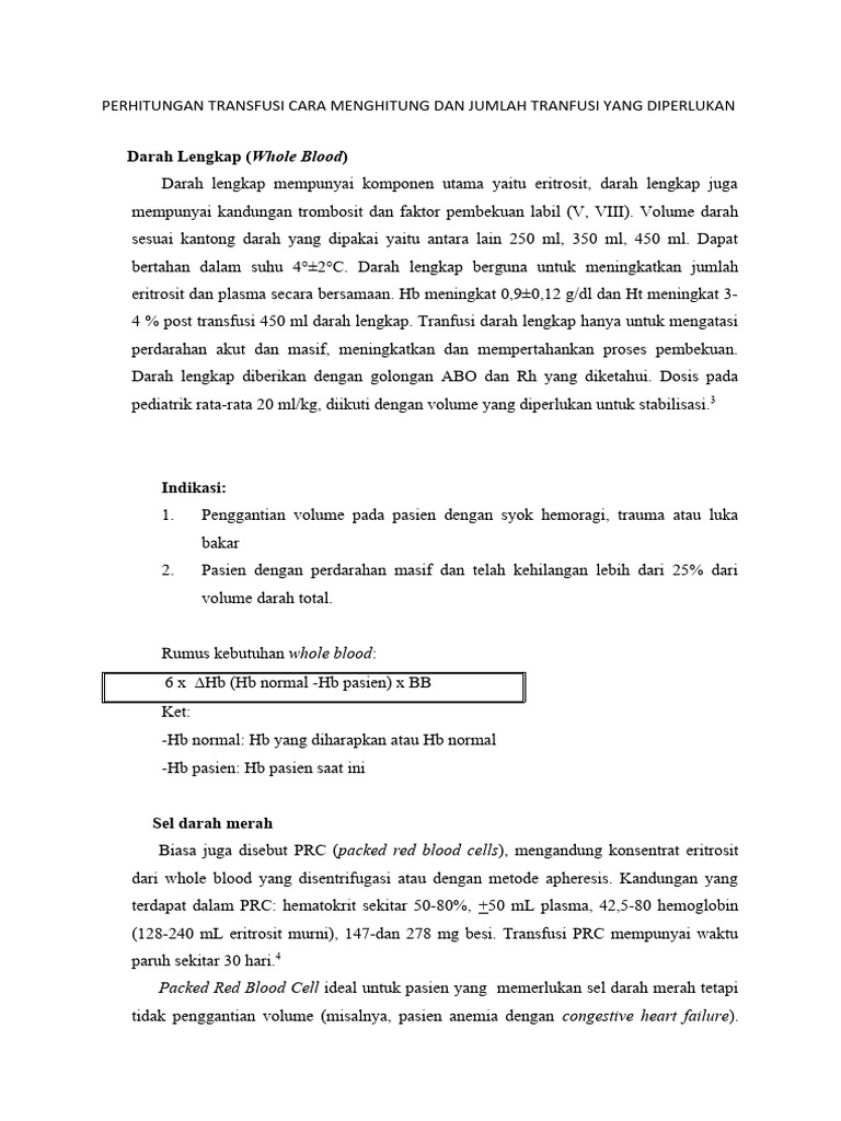 Rumus Transfusi PRC dan Trombosit | PDF | Pengembangan Diri | Kesehatan ...