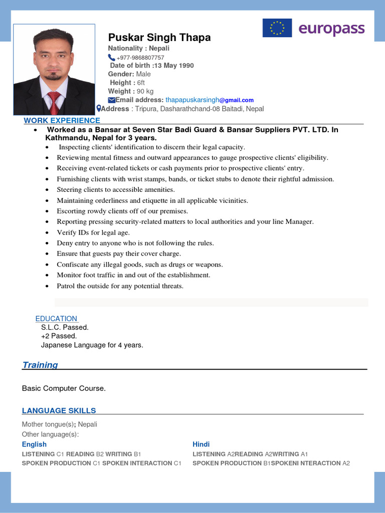 Bouncer CV | PDF | Communication