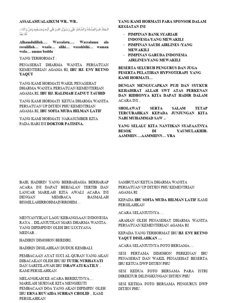 Susunan Acara DWP | PDF