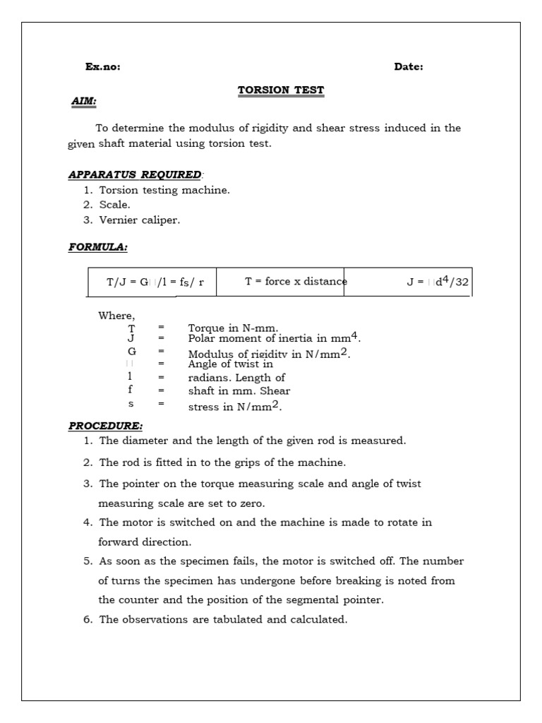 Torsion Test Pdf Teaching Methods Materials Science Mathematics