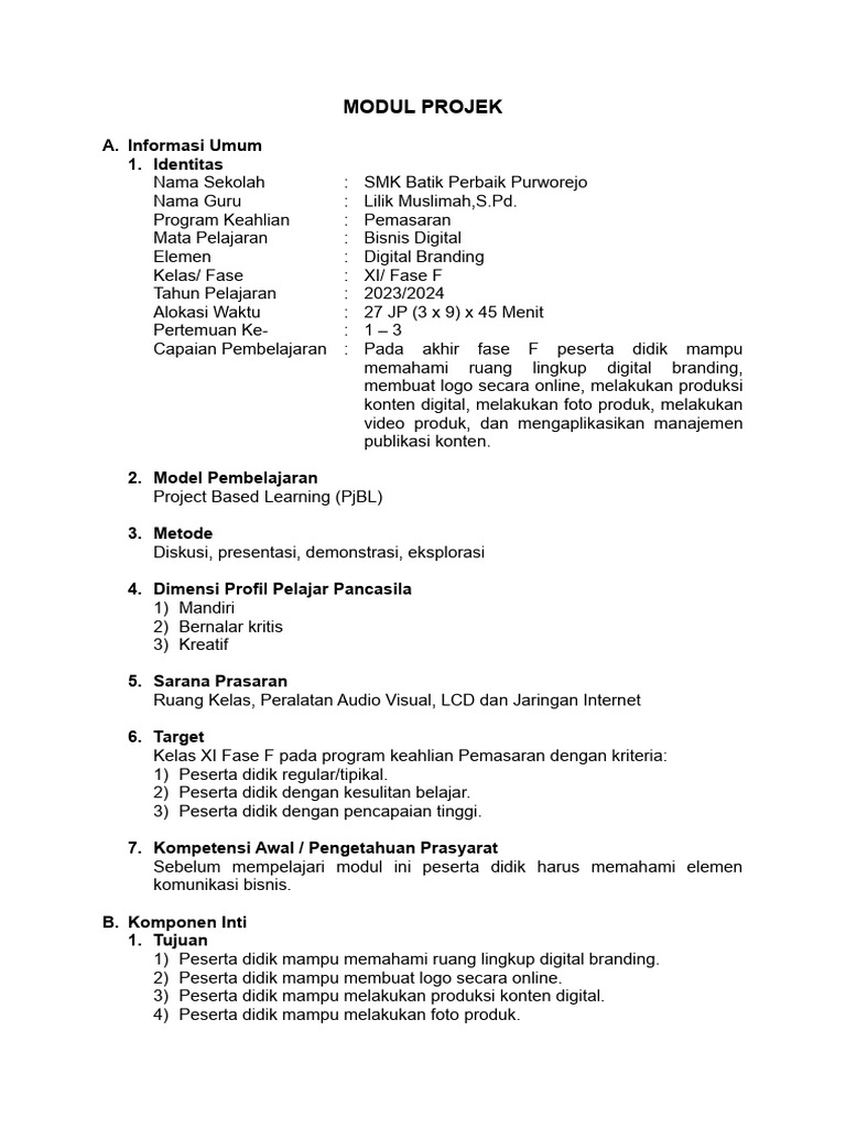 Modul Digital Branding Kelas XI | PDF | Seni