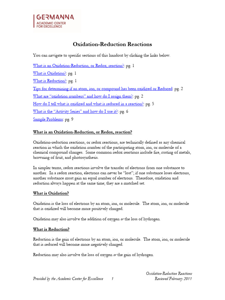 Understanding Redox Reactions Basics | PDF | Redox | Ion