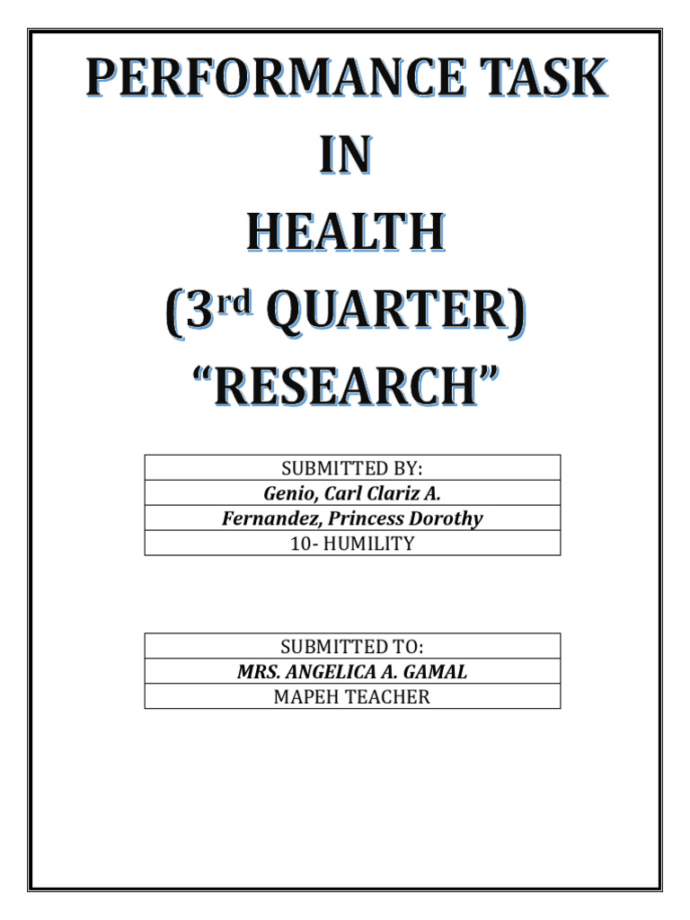 PERFORMANCE TASK HEALTH Final | PDF | Hiv/Aids | Mental Health