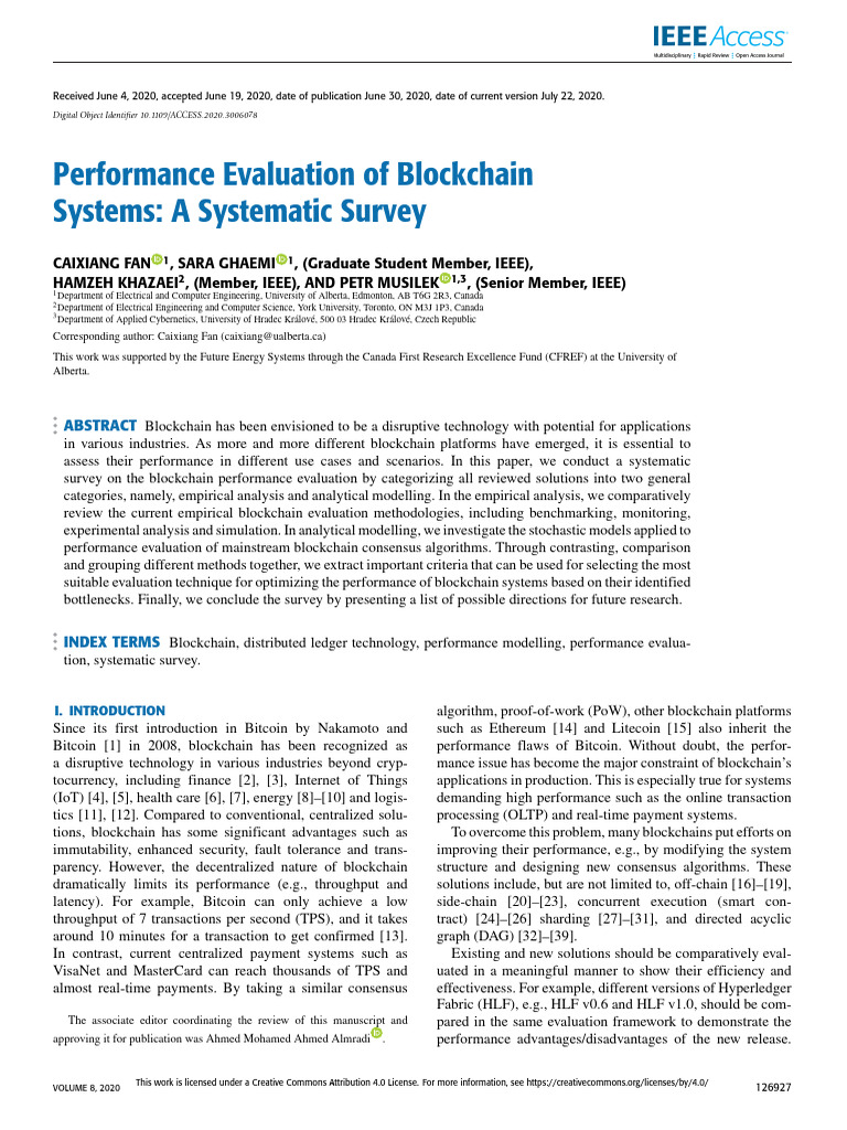 Performance Evaluation of Blockchain Systems A Systematic Survey | PDF | Computing | Computer ...