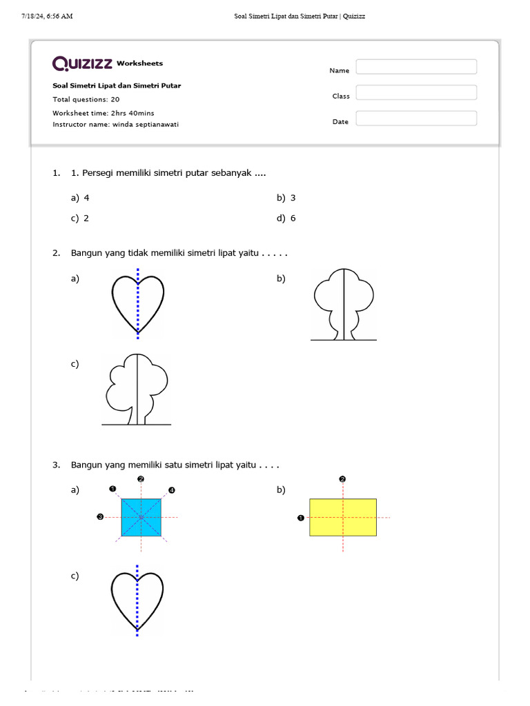 Soal Simetri Lipat Dan Simetri P | PDF | Metode & Bahan Ajar