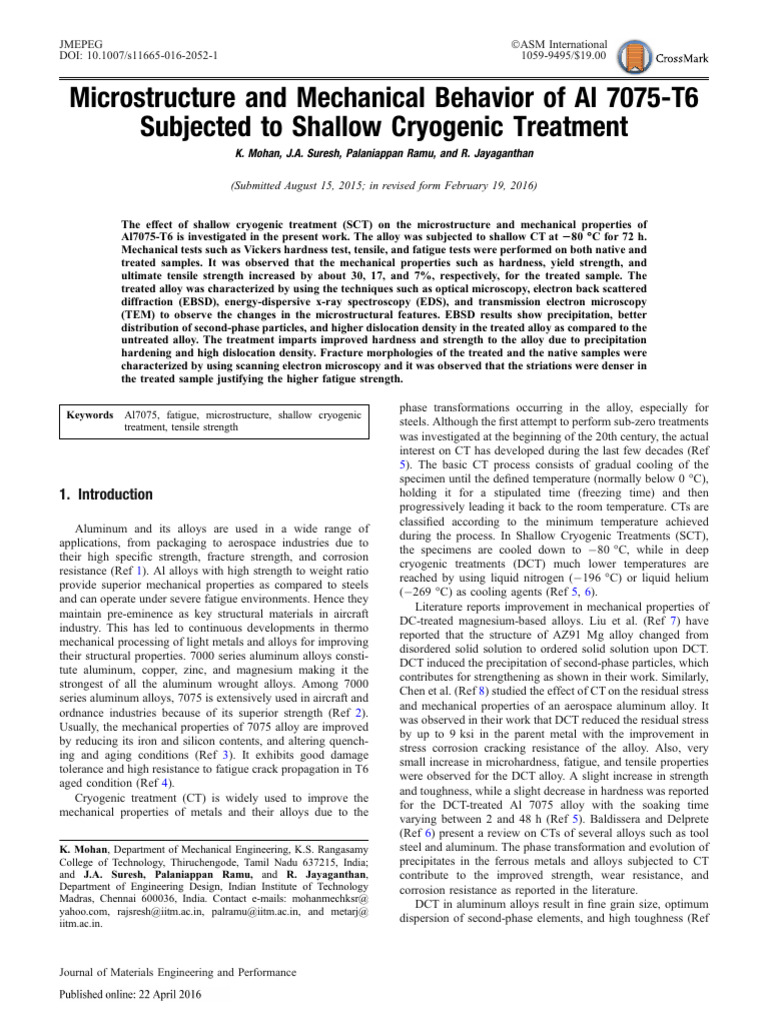 AL7075 t6 Microstructure | PDF | Fracture | Fatigue (Material)