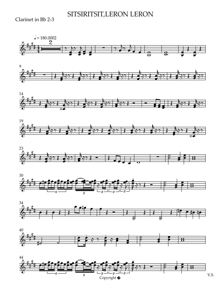Sitsiritsit Leron Leron Seton Final CL 2-3 - Clarinet in BB 2-3 | PDF