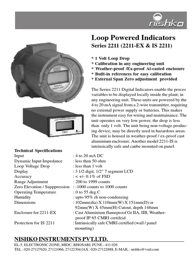 NISHKO Loop Powered Indicators LCD | PDF | Power Supply | Electrical Engineering