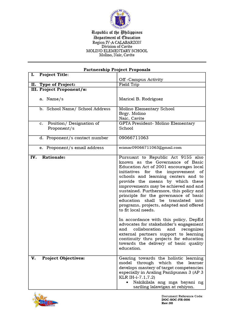 Molino Elementary Field Trip Proposal | PDF