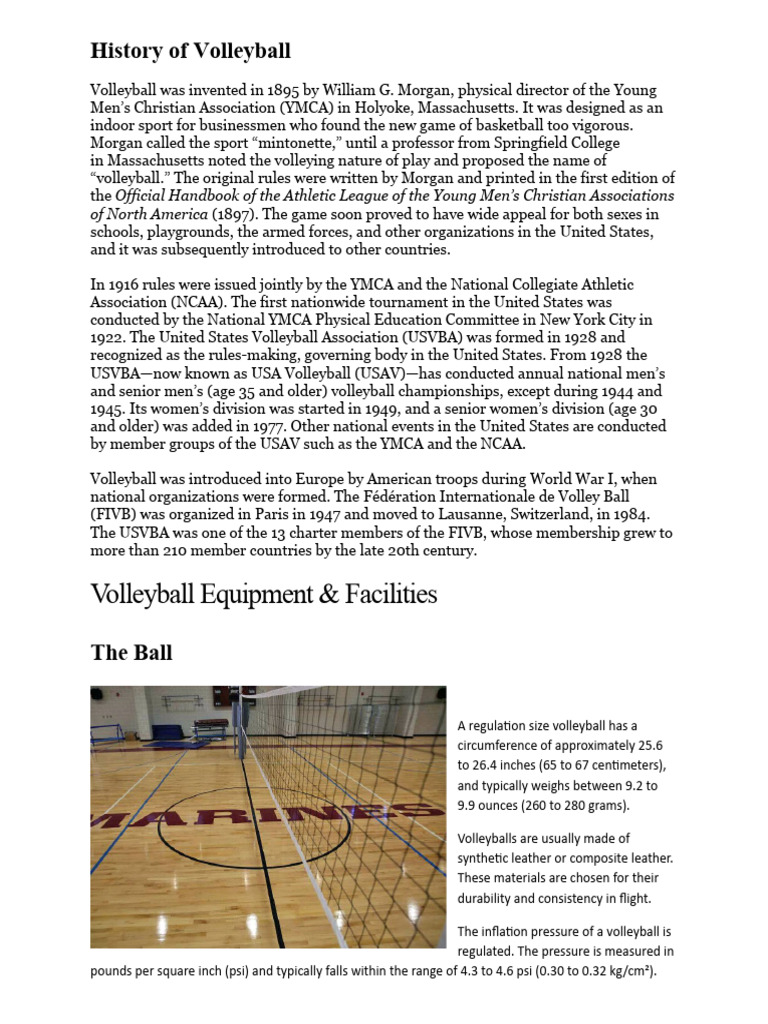 History and Evolution of Volleyball | PDF | Volleyball | Ball Games