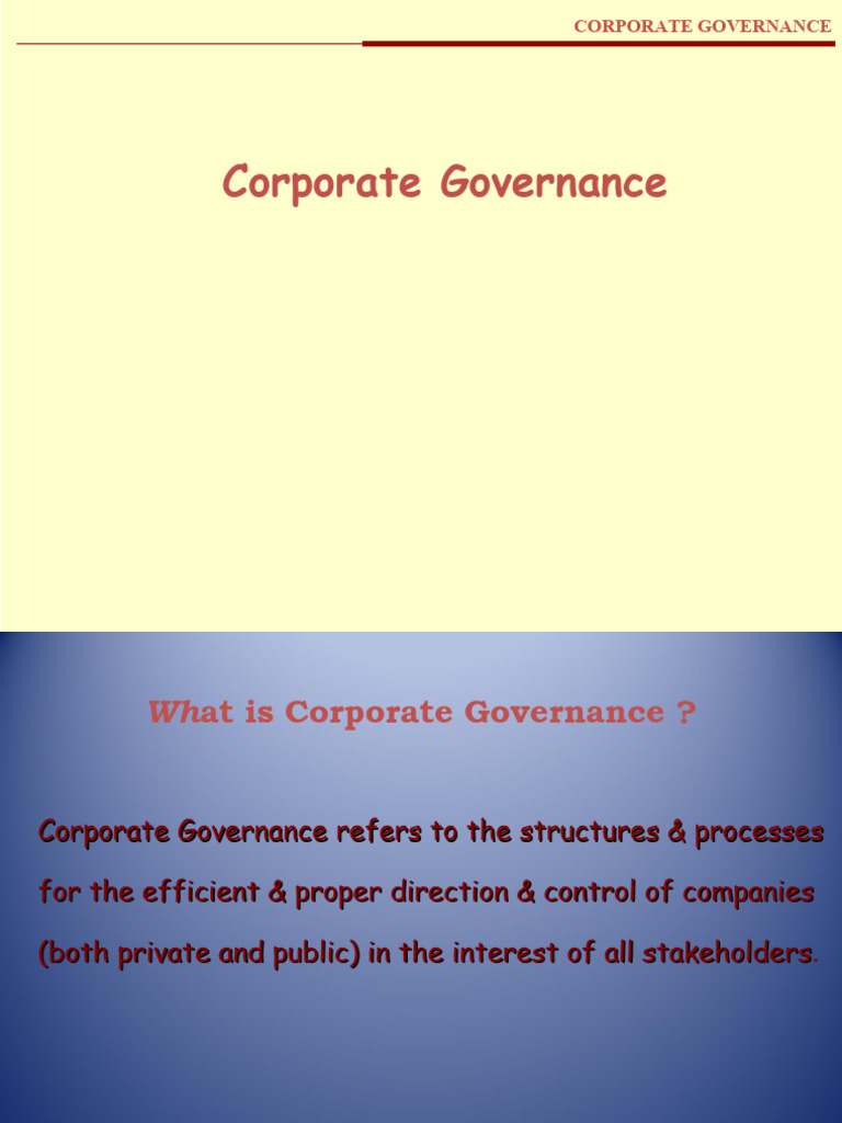 Understanding Corporate Governance Principles | PDF | Corporate ...