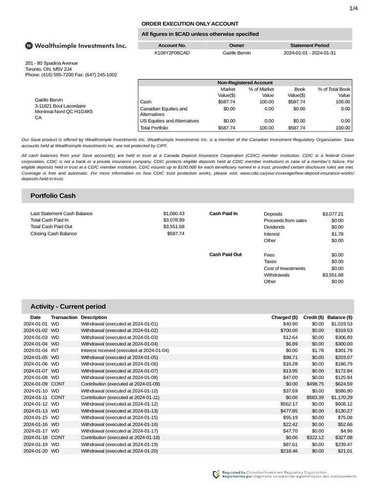 Relevé Mois Janvier KOHO | PDF | Credit | Finance & Money Management