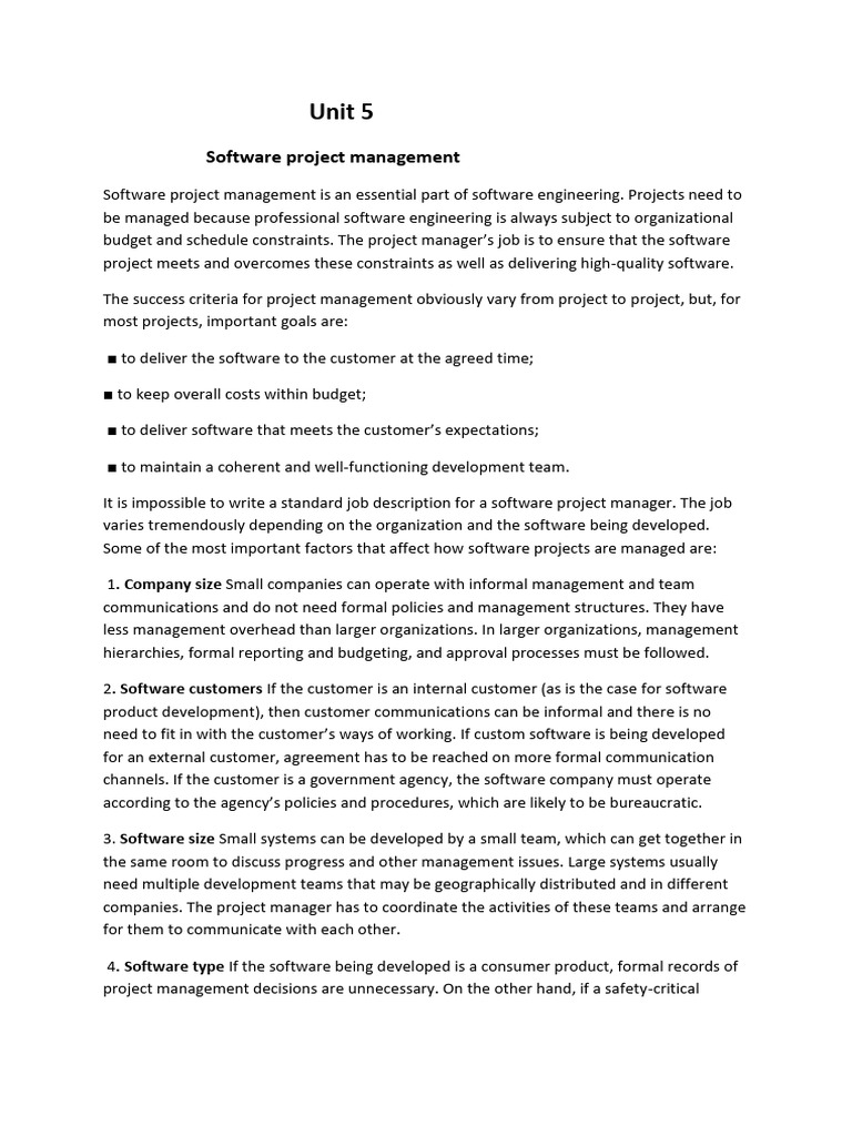 SE Unit 5 | PDF | Risk | Project Management