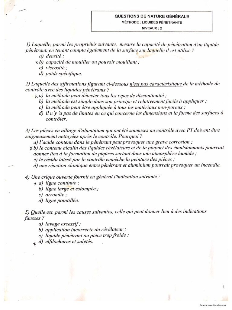QCM Liquide Pénètrant N2 Nature Générale | PDF