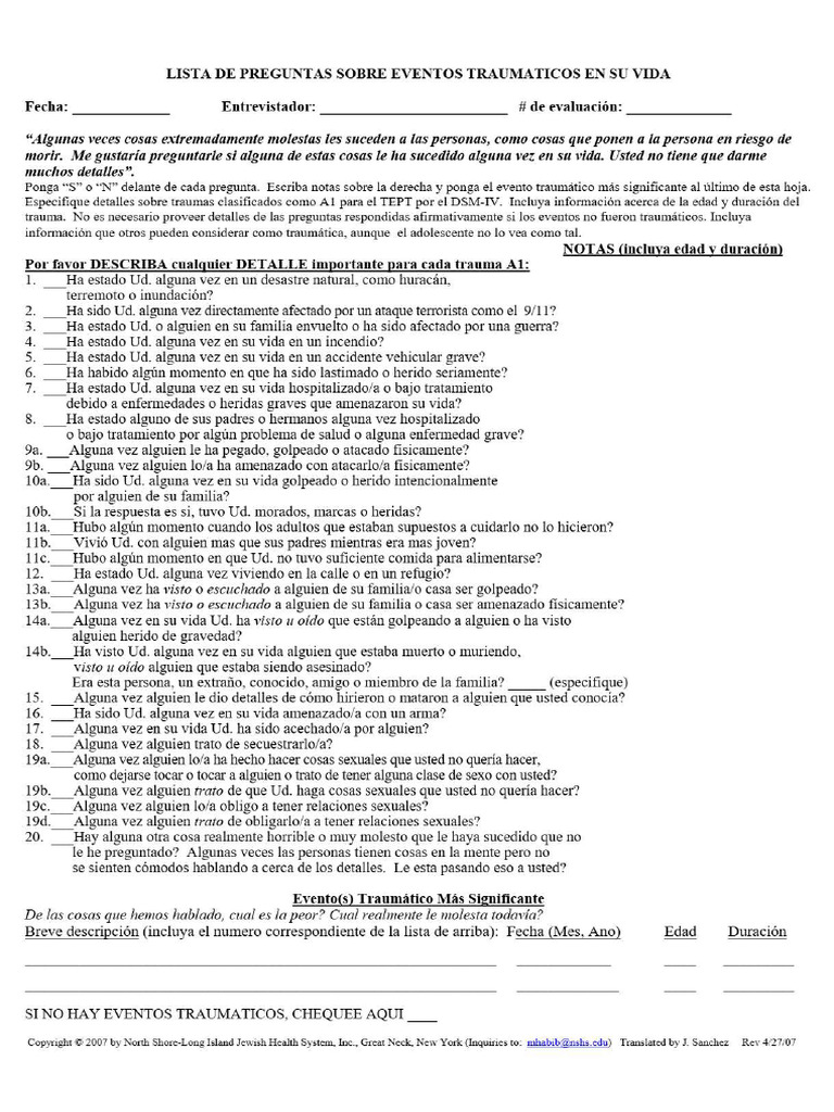 TEPT DIAGNOSTICO ENTREVISTA | PDF