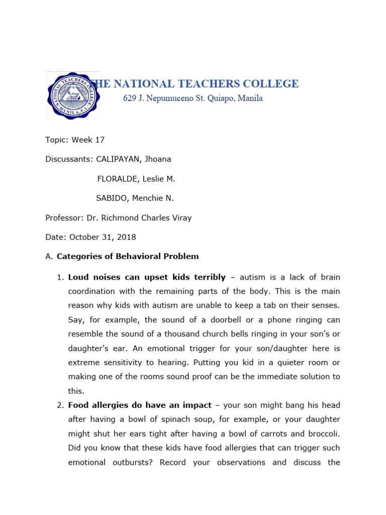 Sped Written Report1 | PDF | Autism Spectrum | Allergy