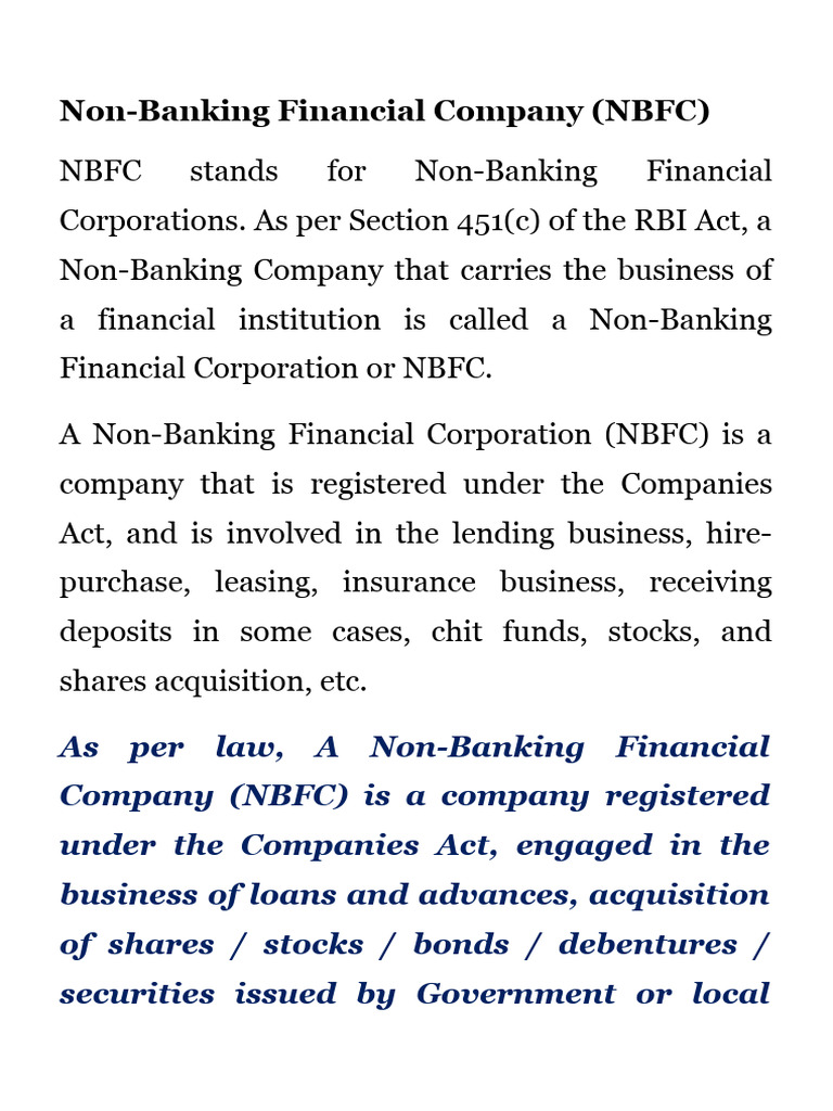 NBFCs | PDF | Non Bank Financial Institution | Banks