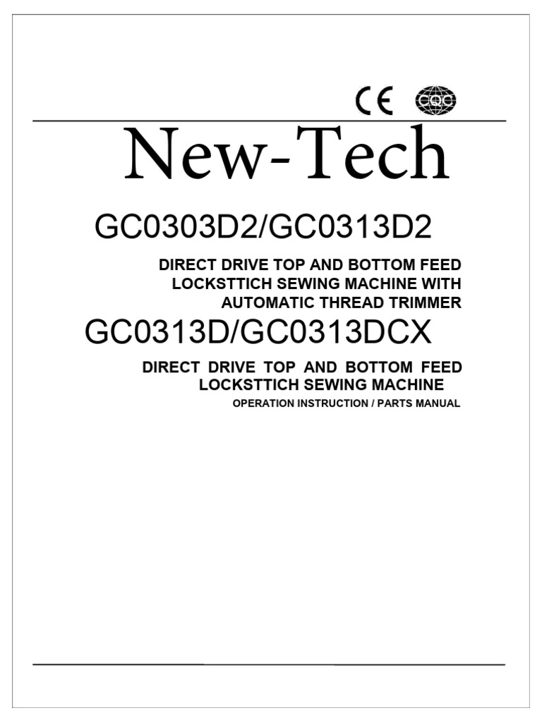 GC0303D2/GC0313D2 Sewing Machine Manual | PDF | Sewing Machine ...