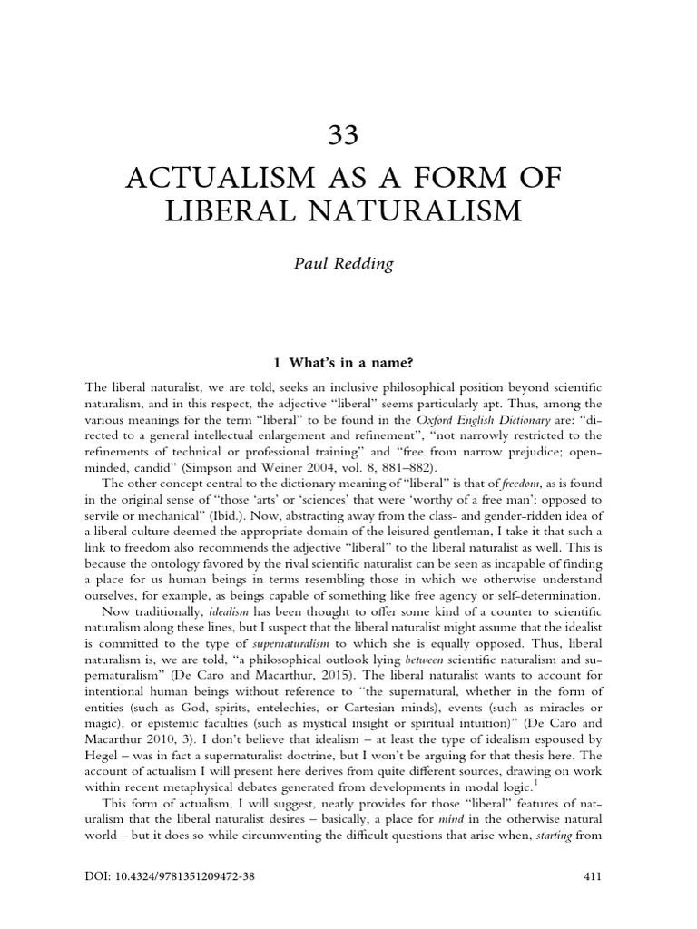 Liberal Naturalism and Actualism | PDF | Modal Logic | Metaphysics