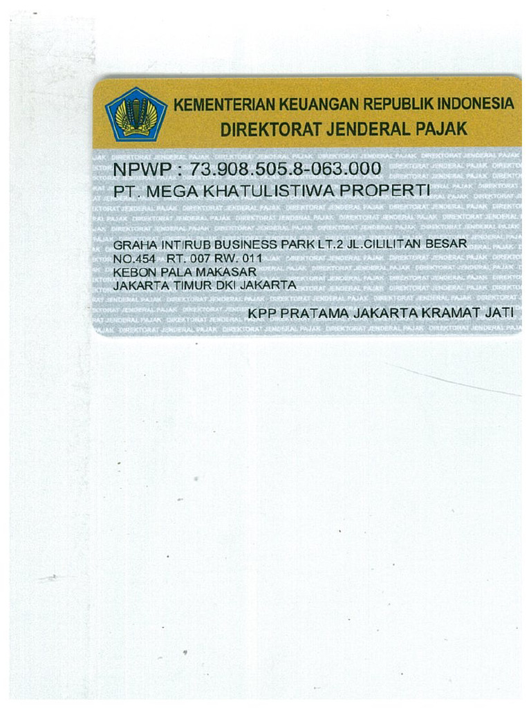 MKP NPWP JakTim | PDF