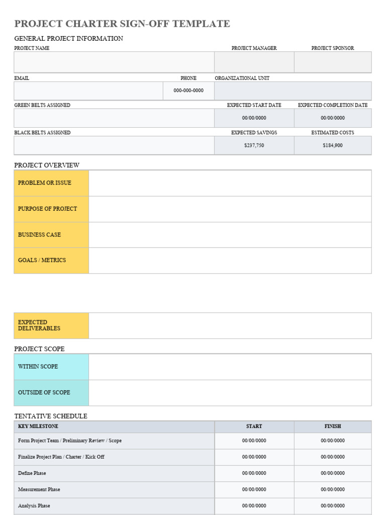 Project Charter Sign-Off Template | PDF | Performance Indicator | Business