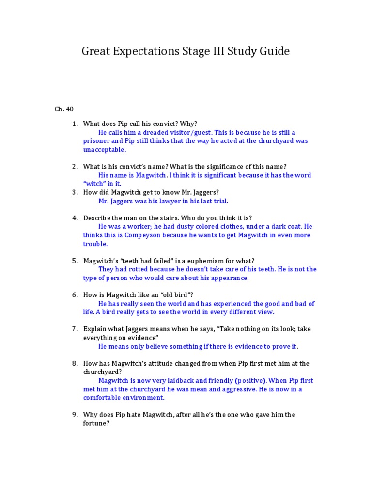 Great Expectations Study Guide | PDF | Estella (Great Expectations ...
