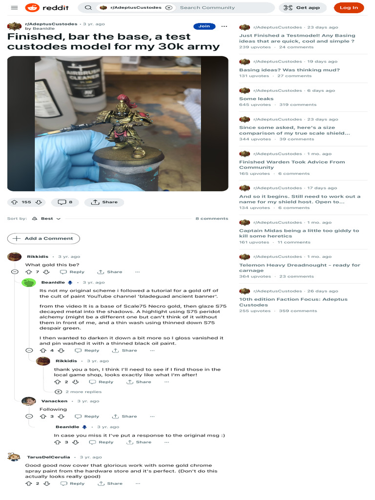 Finished, Bar The Base, A Test Custodes Model For My 30k Army ...