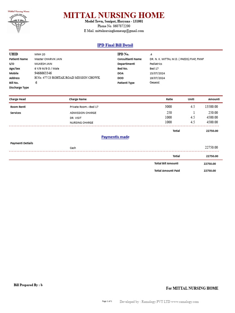 Charvik Jain Final Bill | PDF