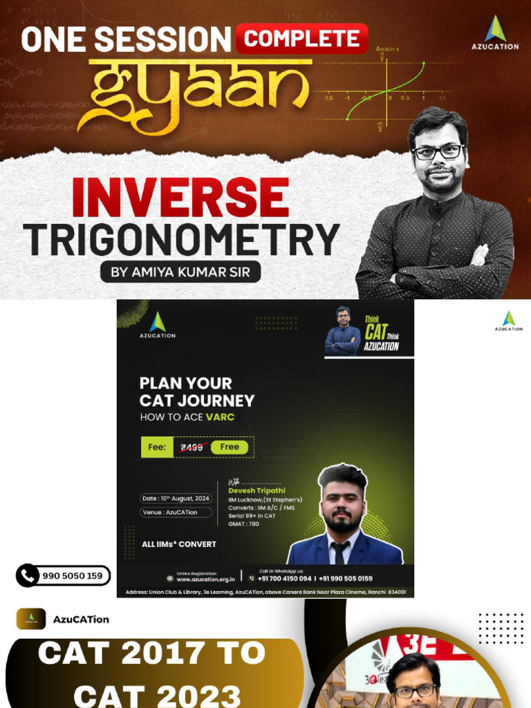 Inverse Trigonometry Concepts & Practice | PDF