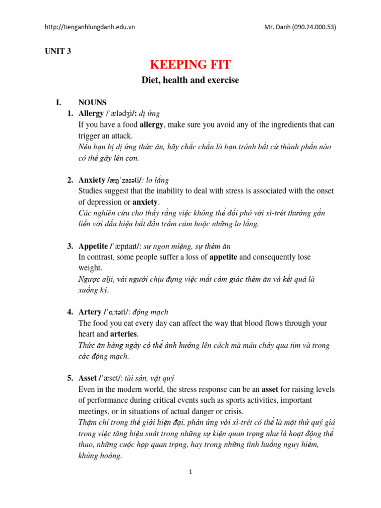 Unit 3 - Keeping Fit | PDF
