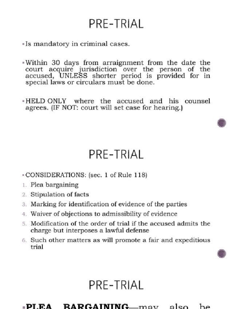 Rule 118 - Pre-Trial | PDF