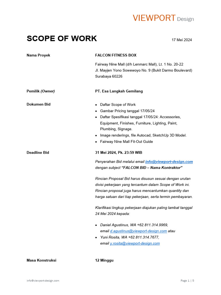 FALCON FAIRWAY NINE Scope of Work 240517 | PDF