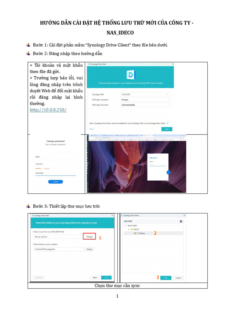 240624 - HƯỚNG DẪN CÀI ĐẶT HỆ THỐNG LƯU TRỮ MỚI CỦA CÔNG TY | PDF