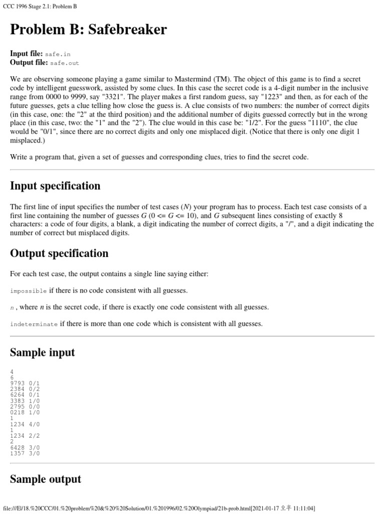 Problem 1-2. Safebreaker | PDF
