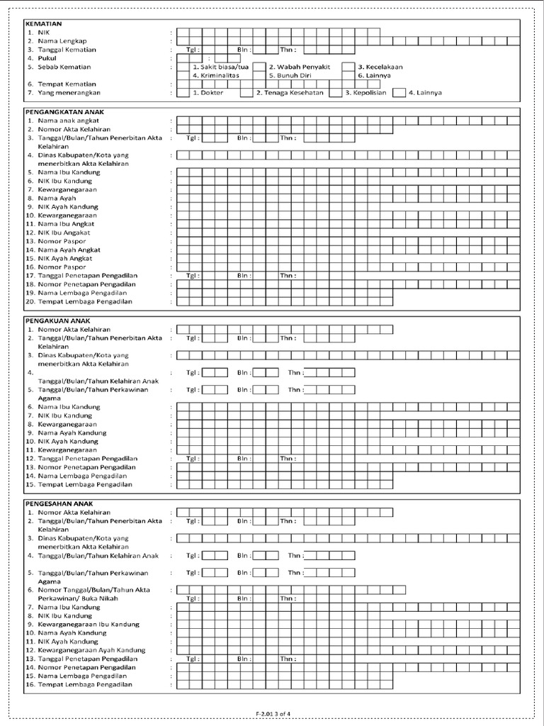 F-2.01 - Formulir - Pelaporan - Pencatatan - Sipil - Dalam - Wilayah - NKRI (3) - 3 | PDF