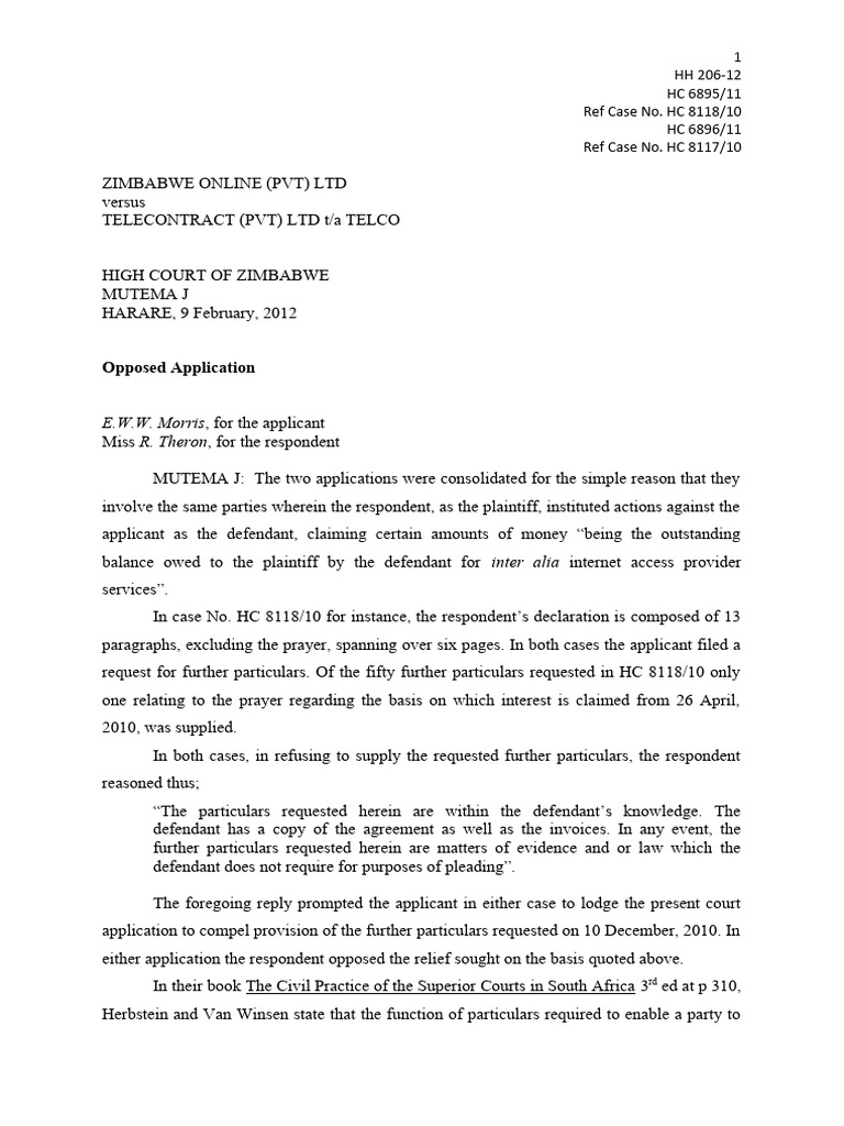 Court Ruling on Further Particulars Request | PDF | Vexatious ...