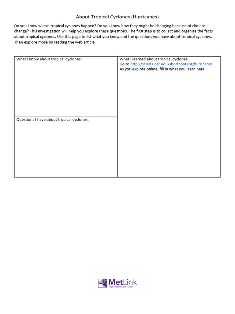 Tropical Cyclones Worksheet | PDF | Tropical Cyclones | Sea Surface ...