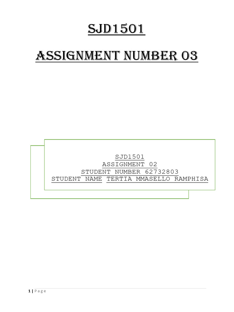 SJD1501 Assignment 03 | PDF | Law