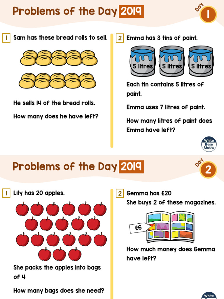 March-Problems-of-the-Day 2019-KS1-full-set | PDF