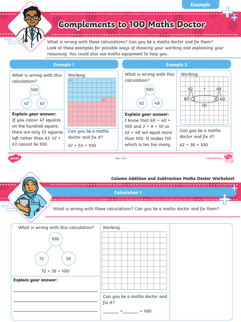 Complements To 100 - Reasoning | PDF | Worksheet | Mathematics