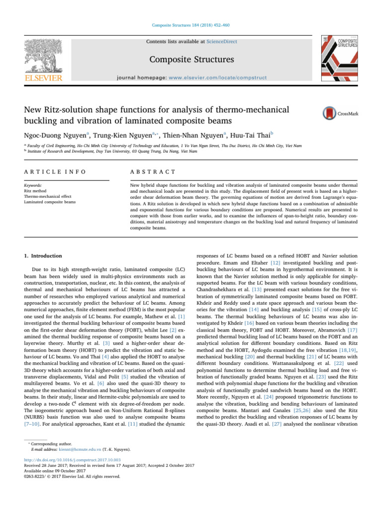 New Ritz Solution Shape Functions For Analysis of Thermo Mec - 2018 - Composite | PDF | Beam ...